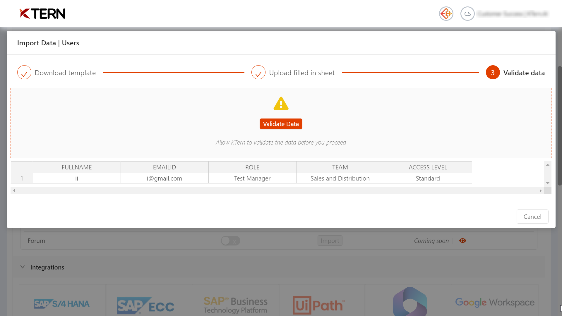 App Onboarding - KTern.AI Documentation